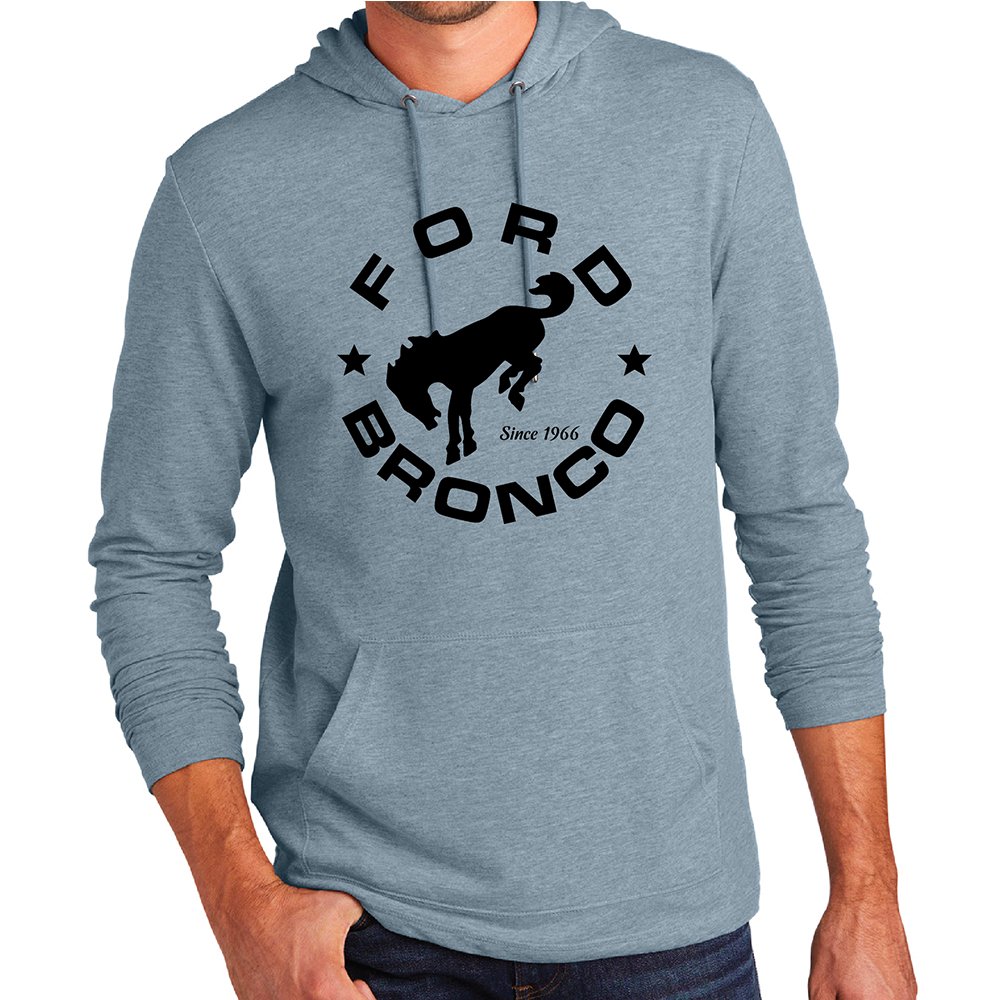 Long Sleeve Hooded Tshirt - Ford Bronco Circle - Flint Blue Heather ...