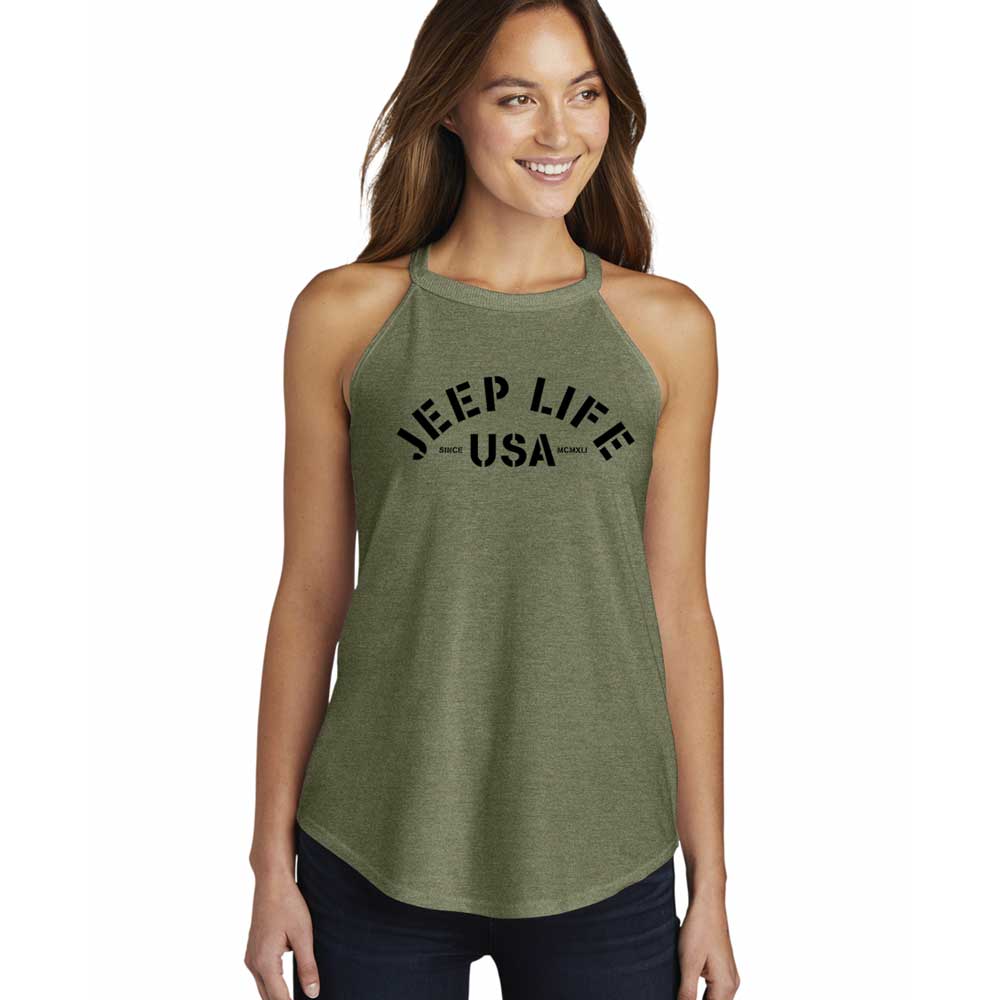 Ladies Rocker Tank Top Jeep® Life - Military Green Triblend – Pingree ...